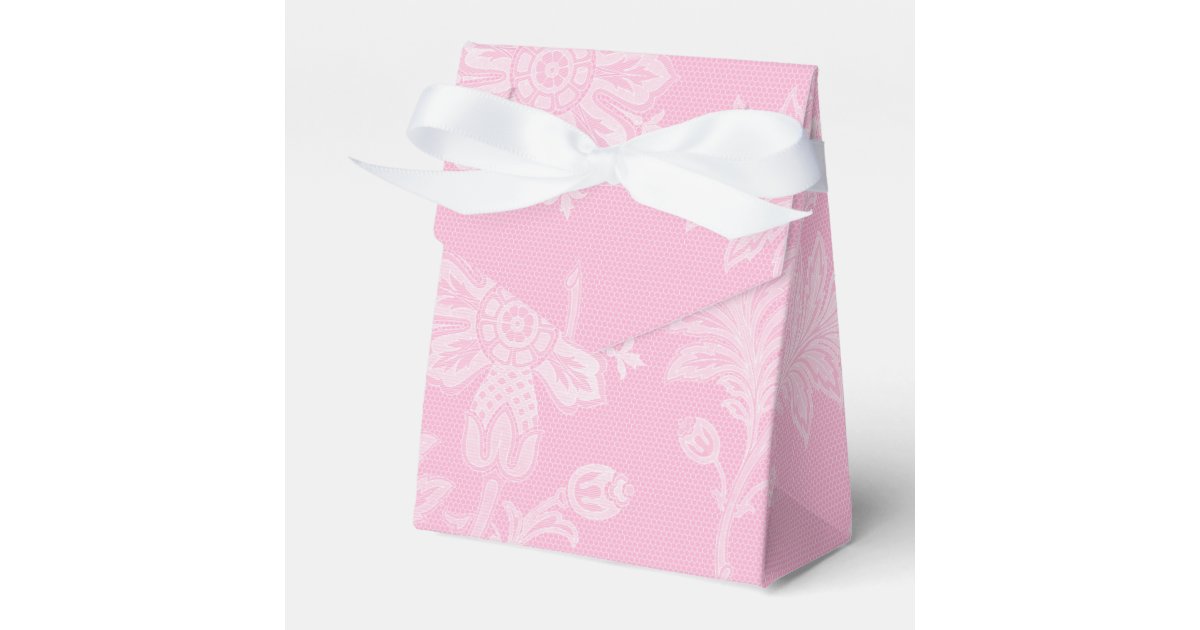 Pink White Lacey Floral Favor Boxes | Zazzle