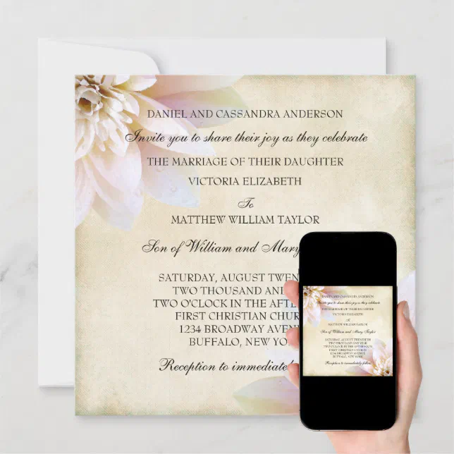 Pink White Lotus Flower Wedding Invitation | Zazzle