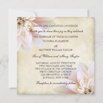 Pink White Lotus Flower Wedding Invitation | Zazzle