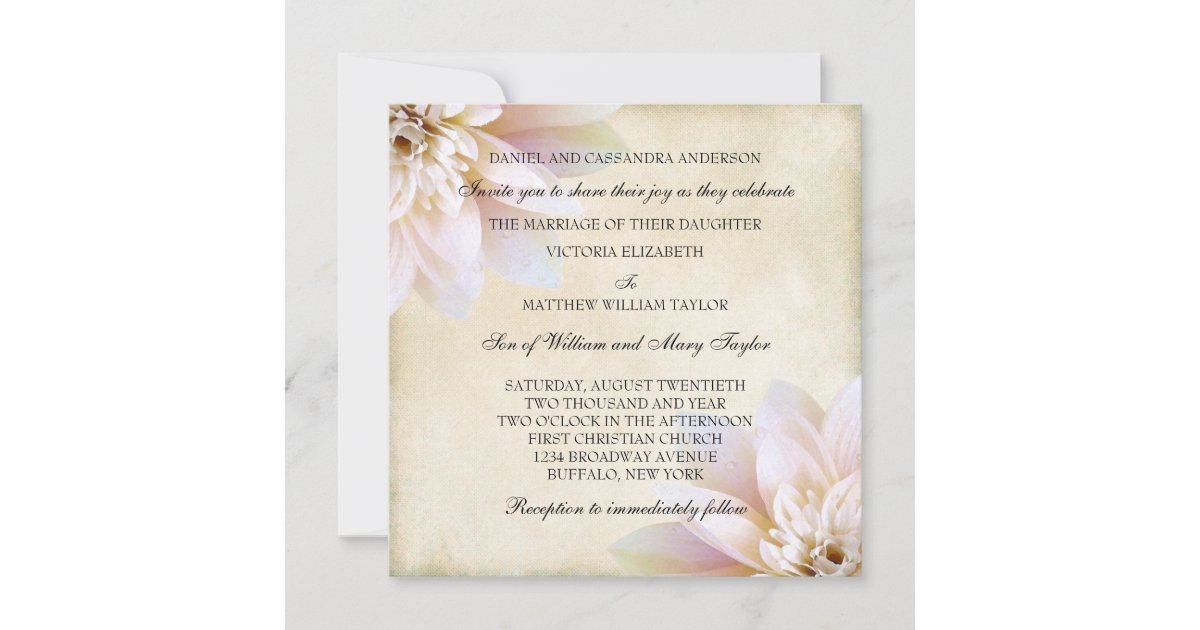 Pink White Lotus Flower Wedding Invitation | Zazzle