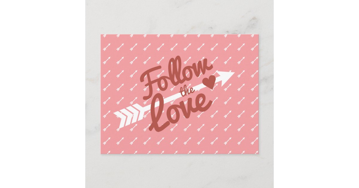 Pink & White Love Red Heart Arrow Postcard | Zazzle