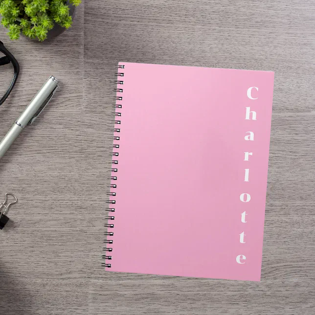 Pink white name notebook | Zazzle