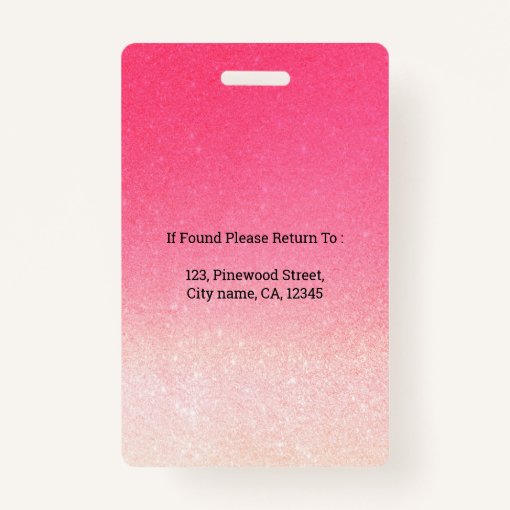 Pink White Ombre Glitter Staff Photo Badge | Zazzle