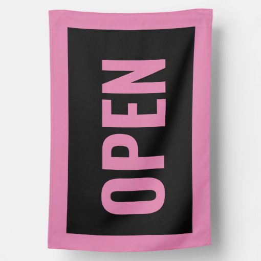 PINK & WHITE OPEN SIGN FLAG | Zazzle