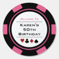 Pink White Poker Chip Welcome To Birthday Party Sign | Zazzle