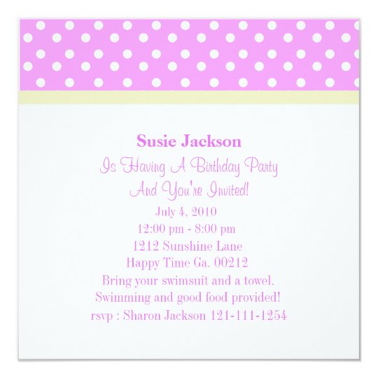 Pink & White Polka Dot Birthday Party Invitations | Zazzle.com