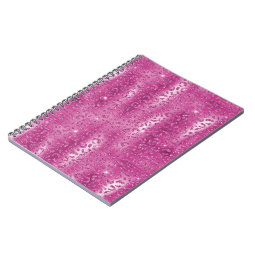 Pink White Sparkle Leopard Print Notebook | Zazzle