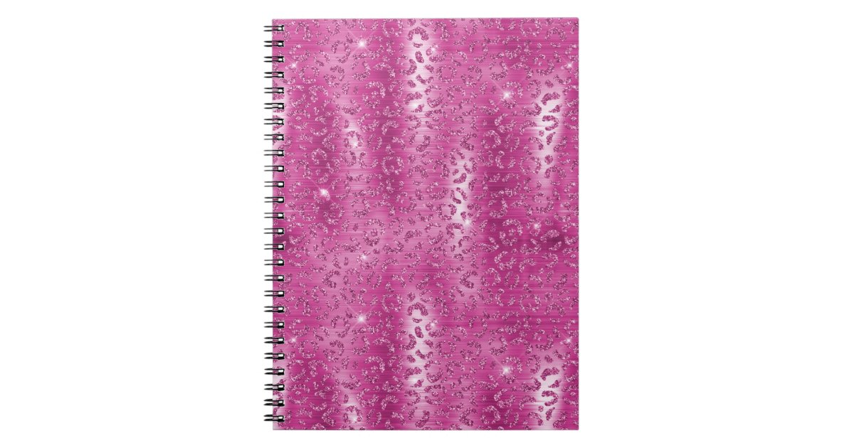 Pink White Sparkle Leopard Print Notebook | Zazzle