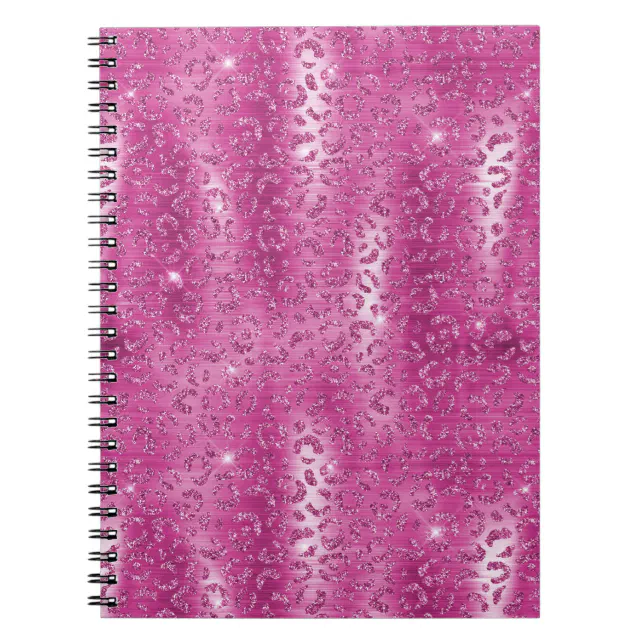 Pink White Sparkle Leopard Print Notebook | Zazzle