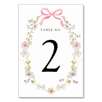 Pink Wildflower Butterflies Table Number | Zazzle