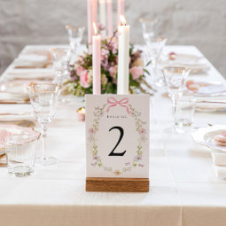 Pink Wildflower Butterflies Table Number | Zazzle