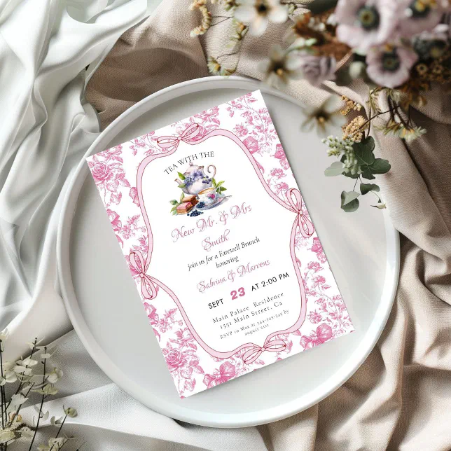 Pink Wildflower Tea Party Farewell brunch Invitation | Zazzle