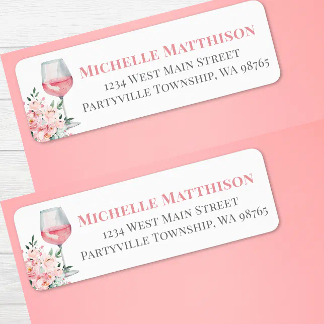 Pink Wine Floral Return Address Label | Zazzle