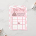 Pink Winter Christmas Tree Baby Shower Bingo Game Invitation | Zazzle