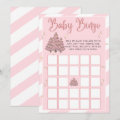 Pink Winter Christmas Tree Baby Shower Bingo Game Invitation | Zazzle