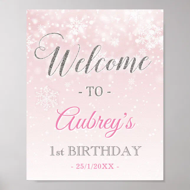 Pink Winter Frozen Customized Girl Welcome Sign | Zazzle