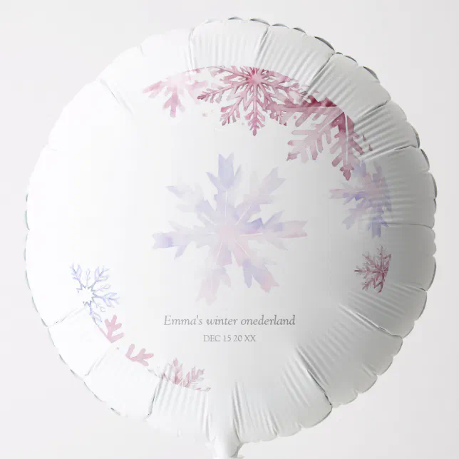 Pink Winter Wonderland Snowflake First Birthday Balloon | Zazzle