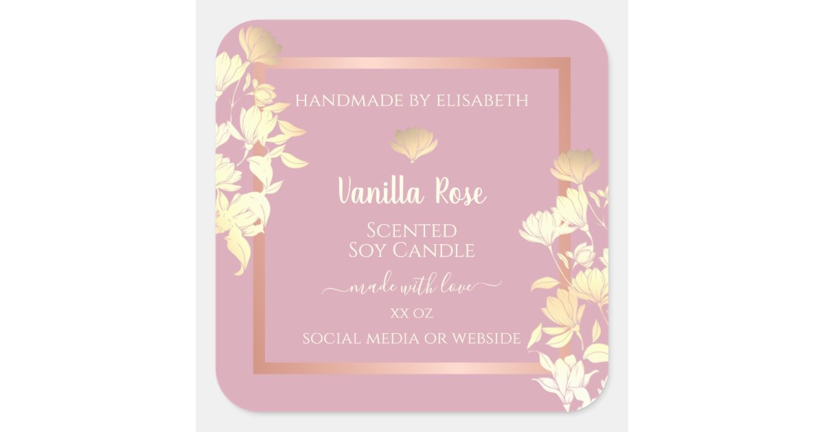 Pink with Flowers Product Packaging Labels Floral | Zazzle