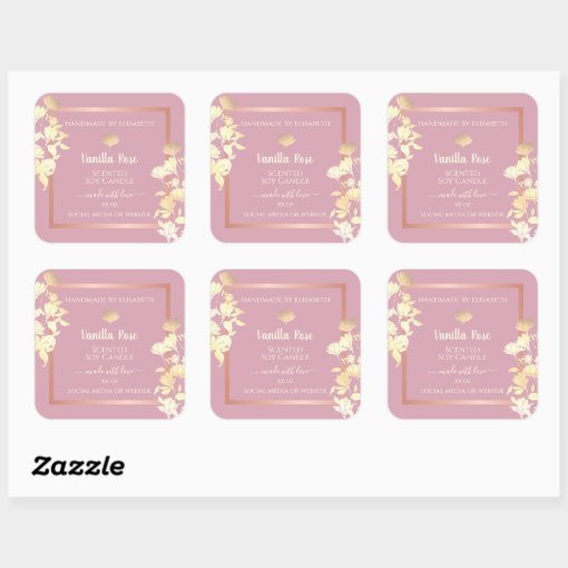Pink with Flowers Product Packaging Labels Floral | Zazzle