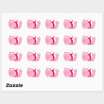 Pink Women's Golf Classic Round Sticker | Zazzle