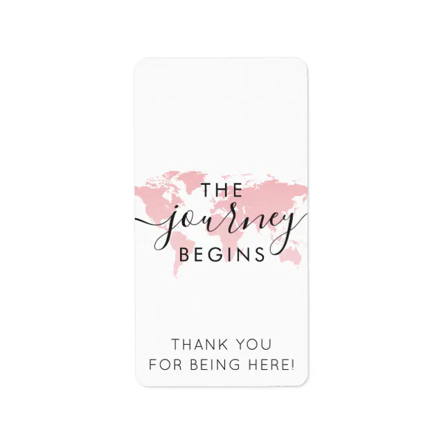 Pink World Map Journey Begins Mini Candy Bar Wrap Label | Zazzle