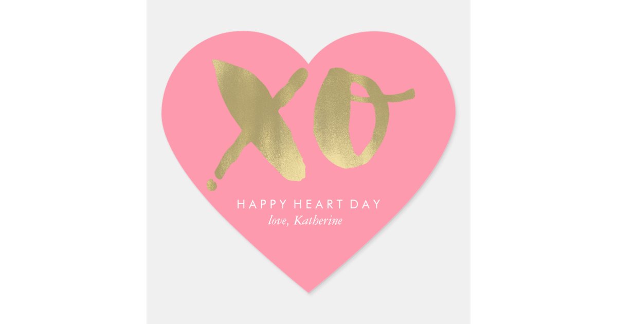 Pink "XO" Valentines Day Heart Sticker | Zazzle