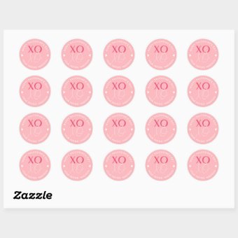 Pink XOXO Personalized Valentine's Day Classic Round Sticker | Zazzle