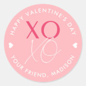 Pink XOXO Personalized Valentine's Day Classic Round Sticker | Zazzle