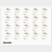 Pink Yellow Blue Floral Birthday Party Classic Round Sticker | Zazzle