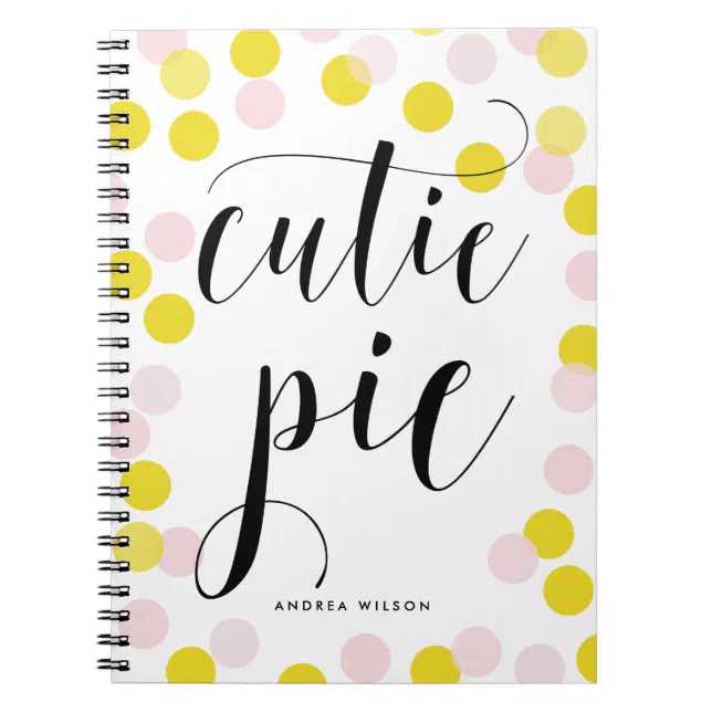 Pink & Yellow Confetti Dots Cutie Pie Calligraphy Notebook | Zazzle