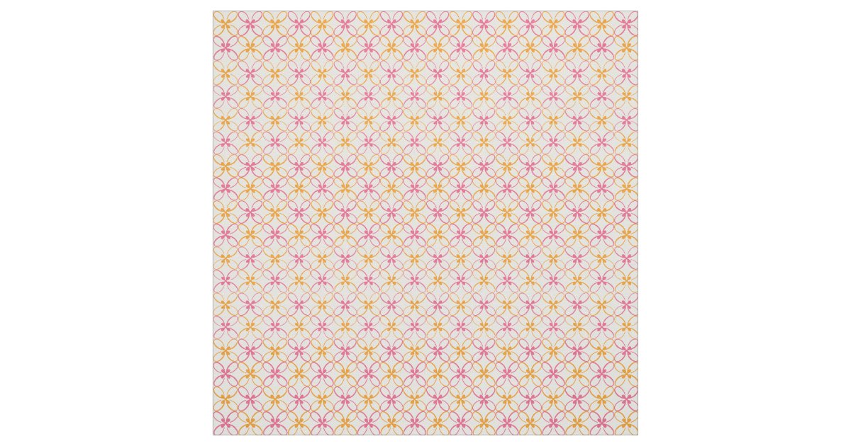 Pink Yellow Floral Pattern Fabric | Zazzle