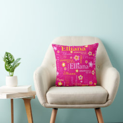 Pink yellow girls name Elliana name meaning Throw Pillow | Zazzle