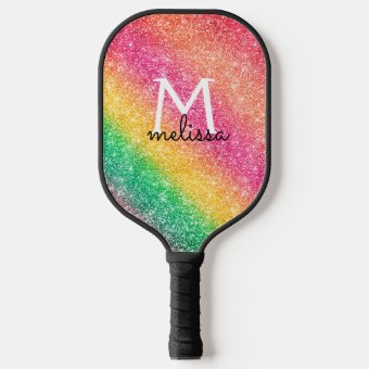 Pink Yellow Glitter Sparkle Pickleball Paddle | Zazzle