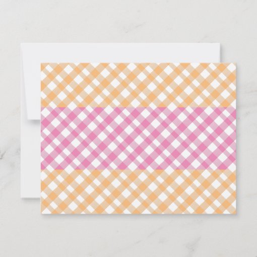 Pink & Yellow Orange Preppy Gingham Stationery Note Card | Zazzle