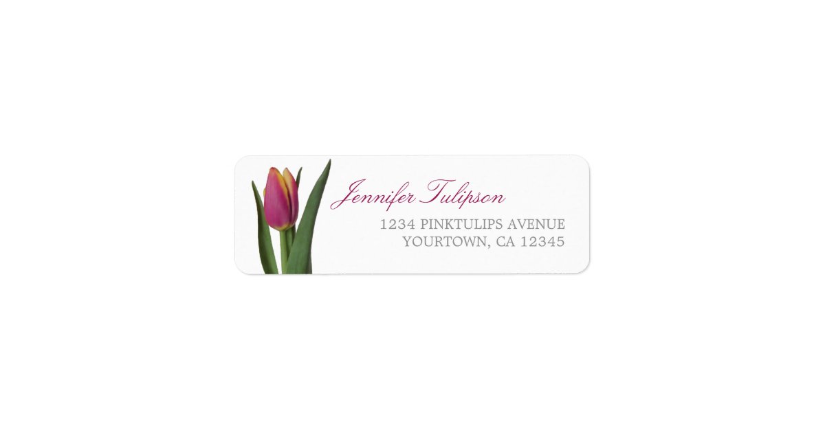 Pink & Yellow Tulip Return Address Labels | Zazzle