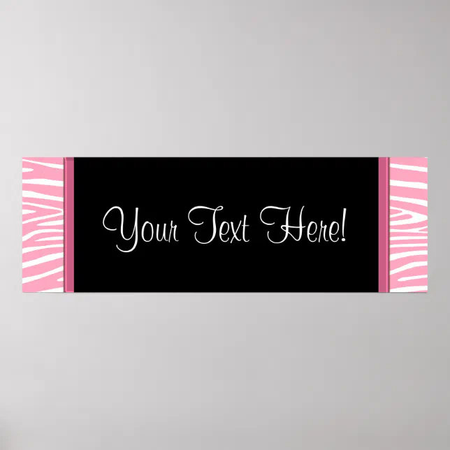 Pink Zebra Baby Shower Banner Poster | Zazzle