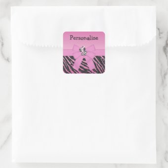 Pink Zebra, Bow & Glitter Animal Print Stickers | Zazzle
