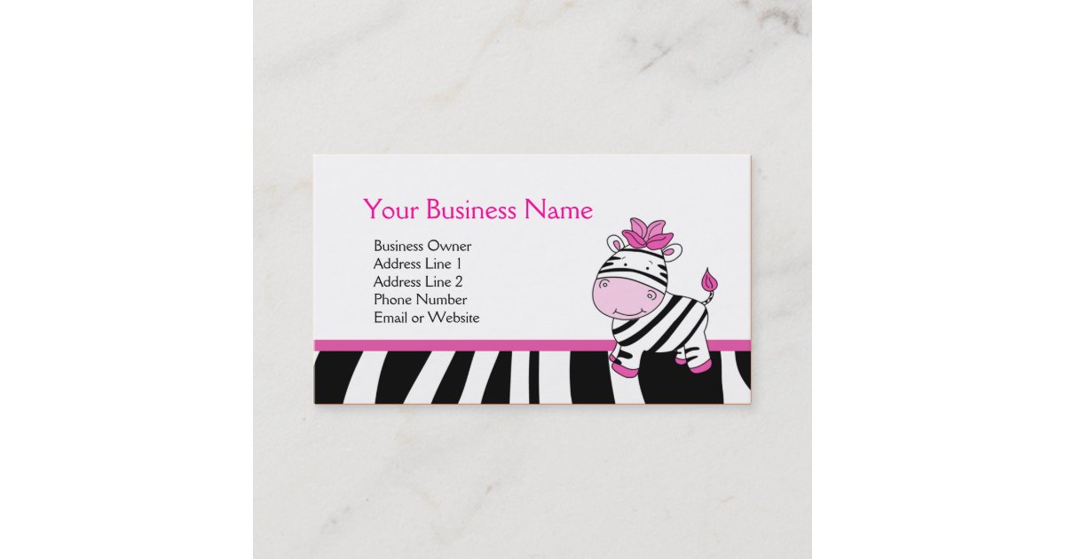 Pink Zebra Customizable Business Card Template | Zazzle