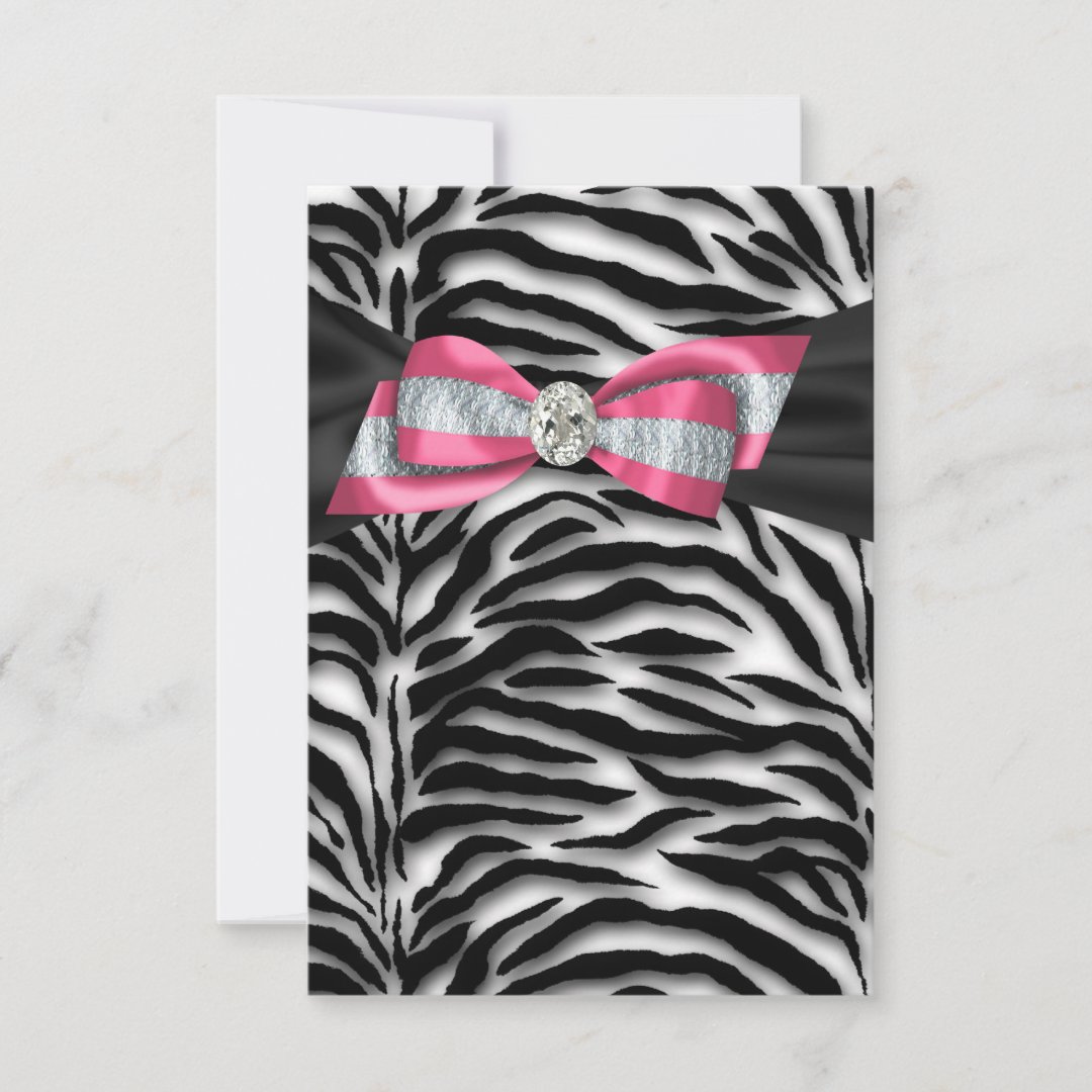 Pink Zebra Party Invitation RSVP | Zazzle