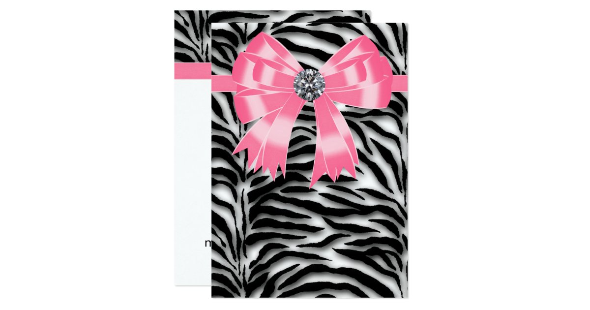 Hot Pink And Zebra Invitations