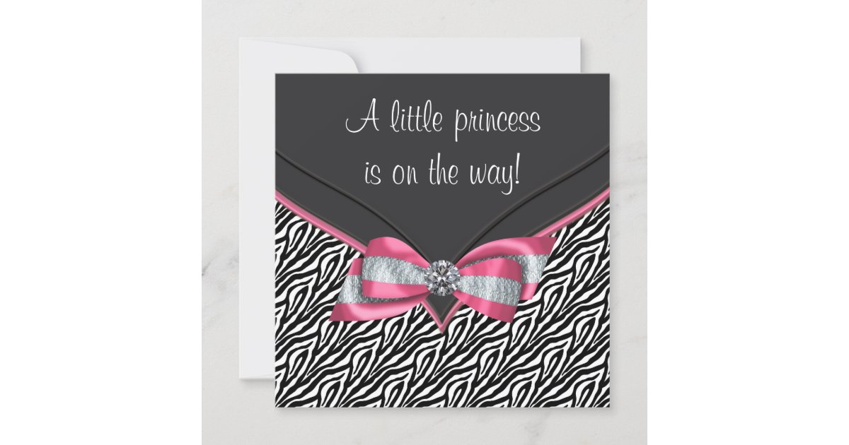 Pink Zebra Princess Baby Shower Invitation | Zazzle
