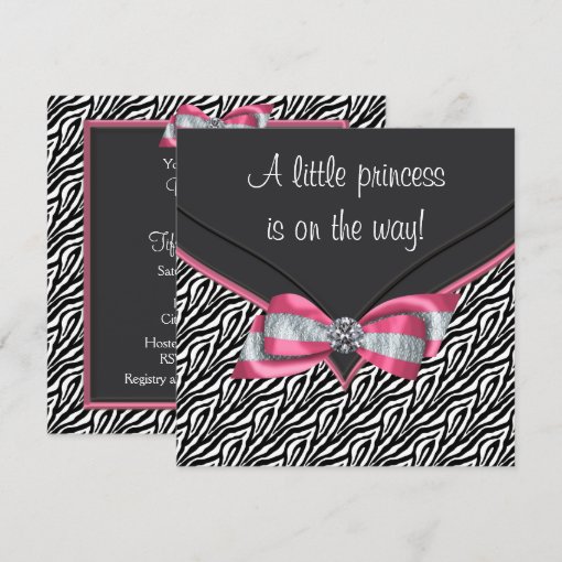 Pink Zebra Princess Baby Shower Invitation | Zazzle
