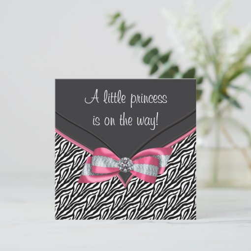 Pink Zebra Princess Baby Shower Invitation | Zazzle