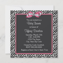 Pink Zebra Princess Baby Shower Invitation | Zazzle