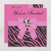Pink Zebra, Princess Crowns & Animal Print Glitter Invitation | Zazzle