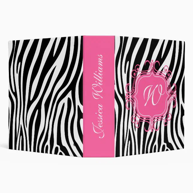 Pink & Zebra Print Binder | Zazzle