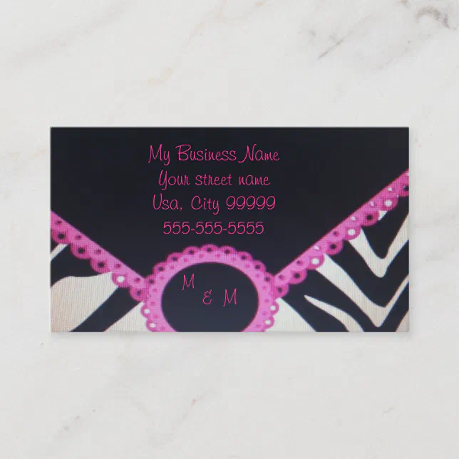 Pink zebra print business card | Zazzle