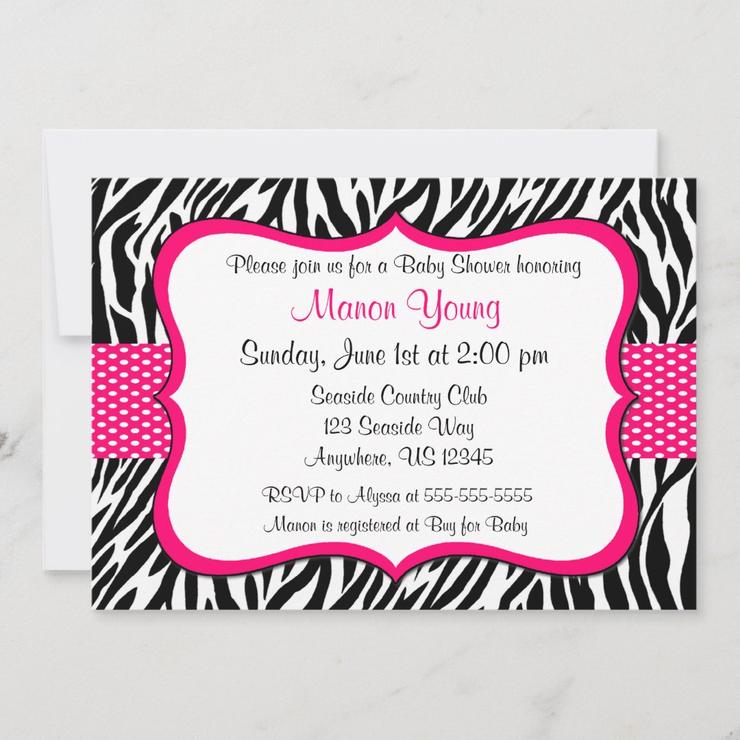 Pink Zebra Print Invitaiton Invitation | Zazzle