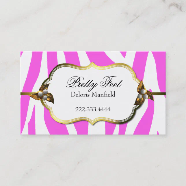 Pink Zebra Print Loyalty Business Card | Zazzle