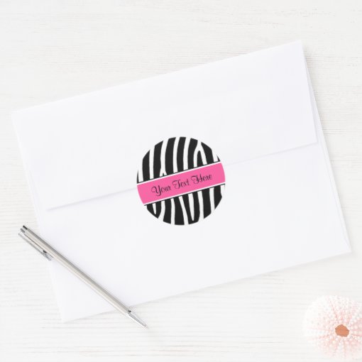 Pink Zebra Print Personalized Stickers | Zazzle